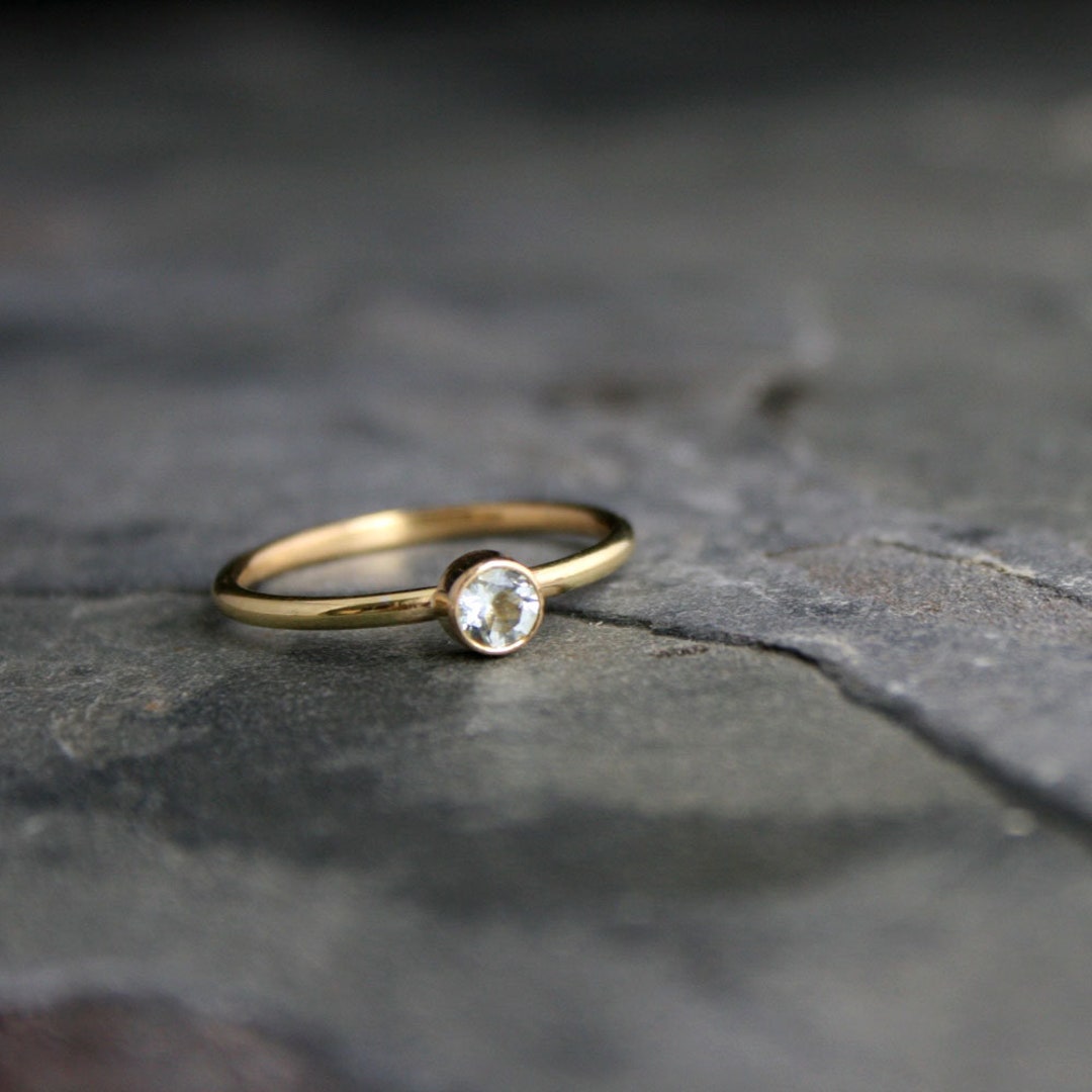 14k Gold Filled Gemstone Stacking Ring, Stackable 4mm Faceted Stone ...