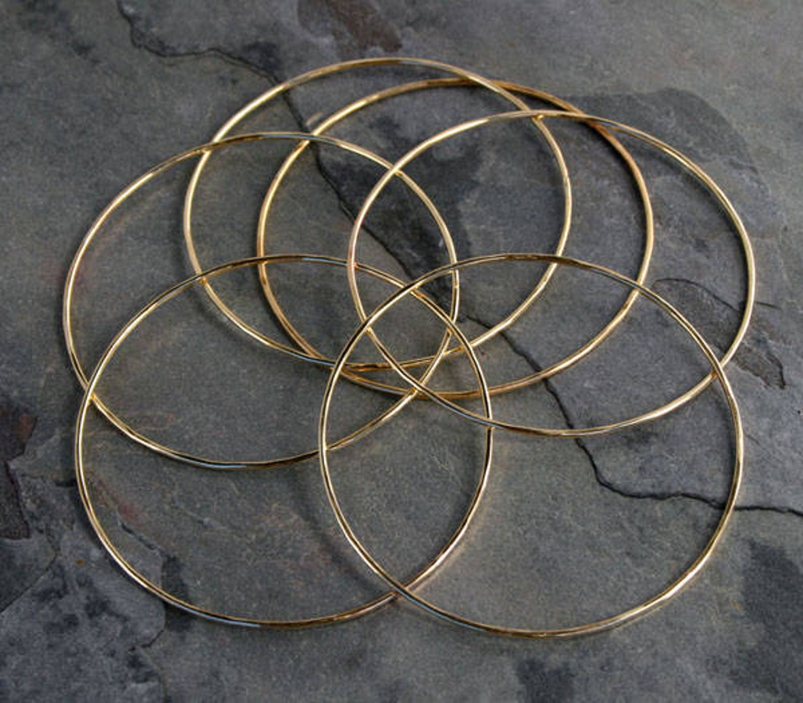 14k Gold Filled Bangles Set of Six 6 Stacking Skinny - Etsy