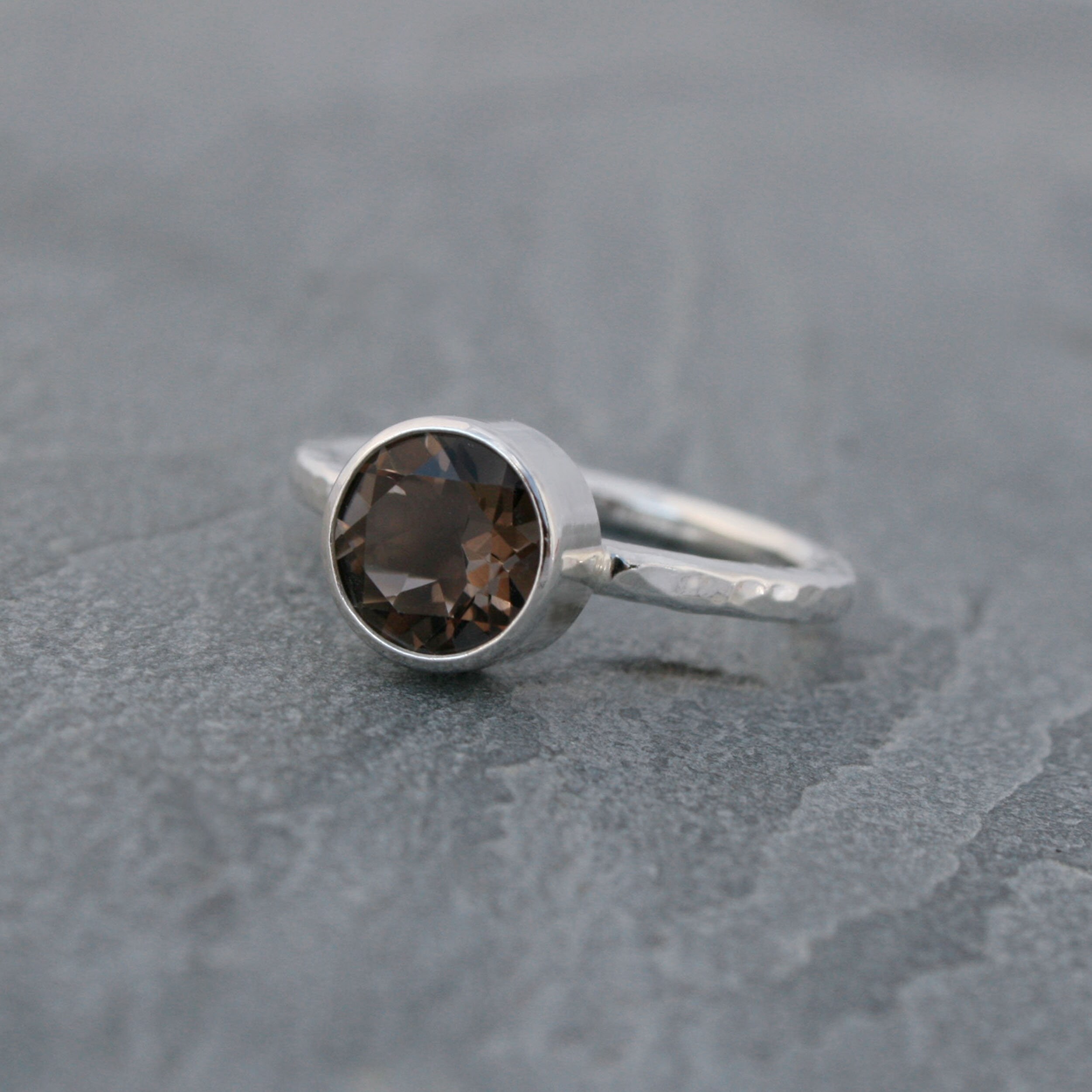 Whiskey Quartz Ring Sterling Silver Faceted Gemstone Ring - Etsy