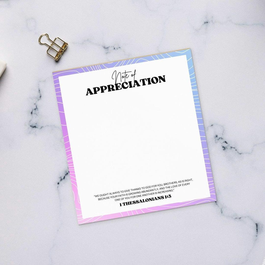Bible Verse Note of Appreciation Notepad | 2 Thessalonians 1:3 ...