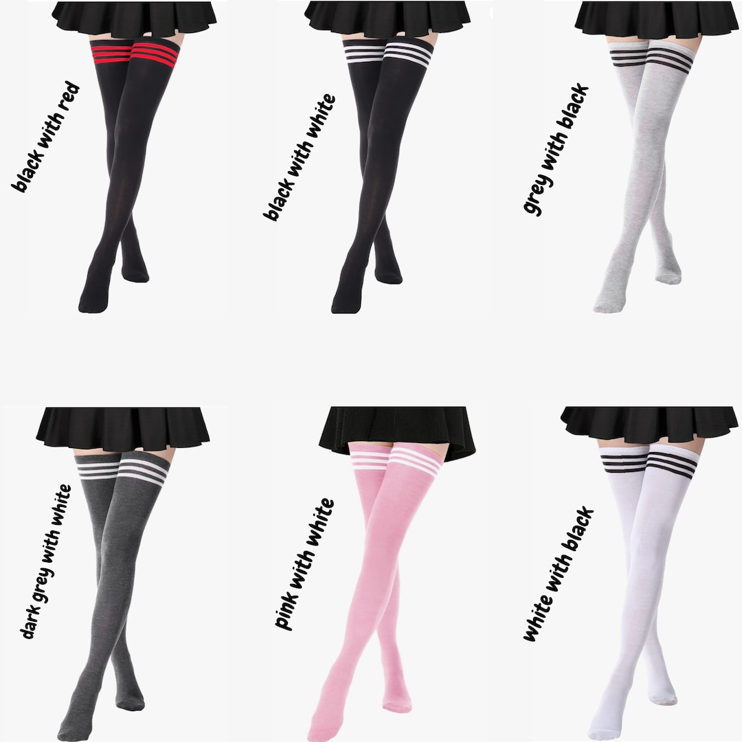 Extra Long Thigh High Socks Long Boot Stockings Striped Over Knee Socks ...