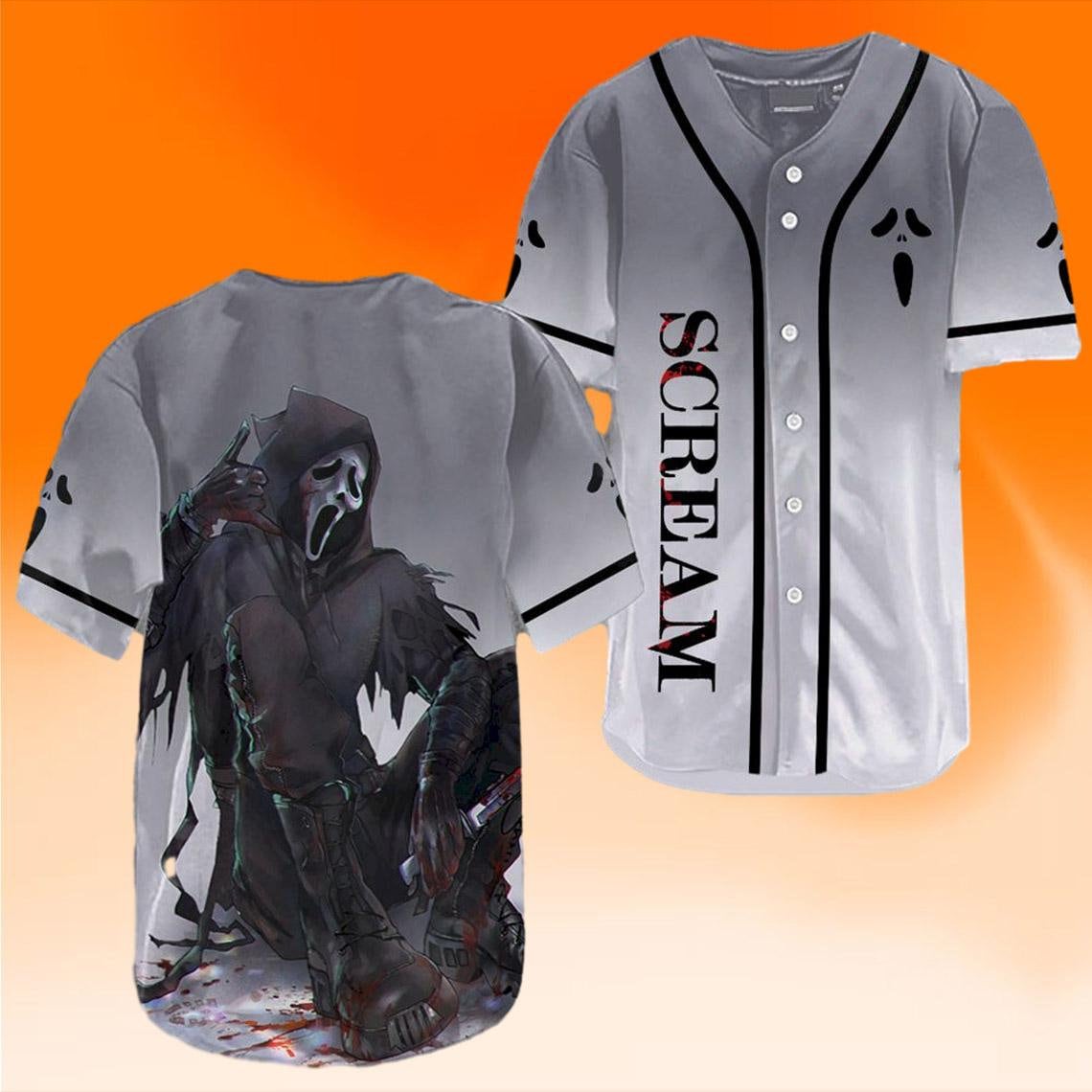 Ghostface Jersey, Scream Horror Killer Baseball Shirt, the Ghostface ...