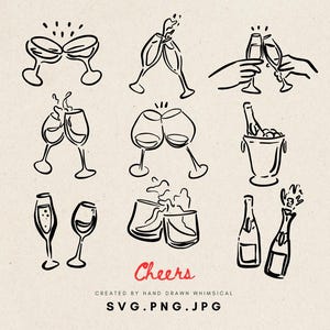 Cheers SVG - Whimsical Hand-drawn Wedding SVG & PNG Files - Etsy