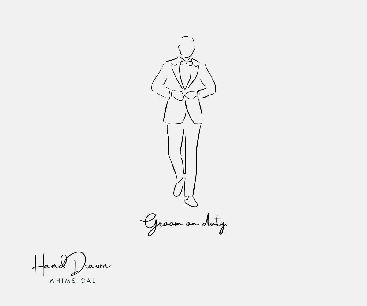 Groom Clipart | Full Body Wedding Groom SVG PNG | Whimsical Line Art ...
