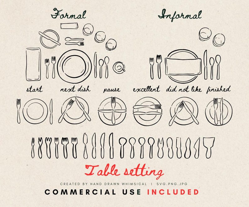 Table Setting SVG - Whimsical Hand-drawn Wedding SVG & PNG Files - Etsy