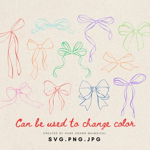 Ribbon Bow SVG - Whimsical Hand-drawn Wedding SVG & PNG Files - Etsy