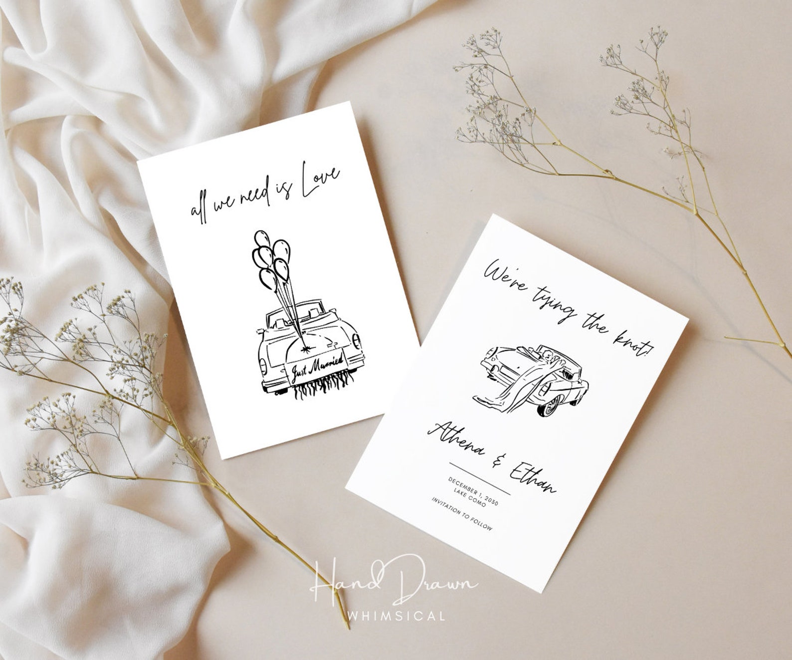 Wedding Car SVG - Whimsical Hand-drawn Wedding SVG & PNG Files - Etsy