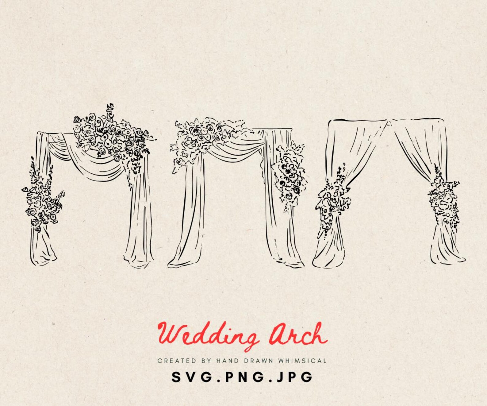 Wedding Arch SVG - Whimsical Hand-drawn Wedding SVG & PNG Files - Etsy