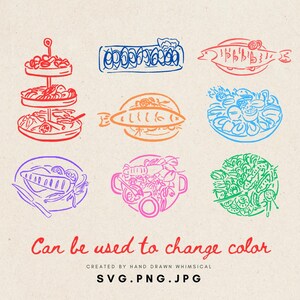 Seafood SVG - Whimsical Hand-drawn Wedding SVG & PNG Files - Etsy