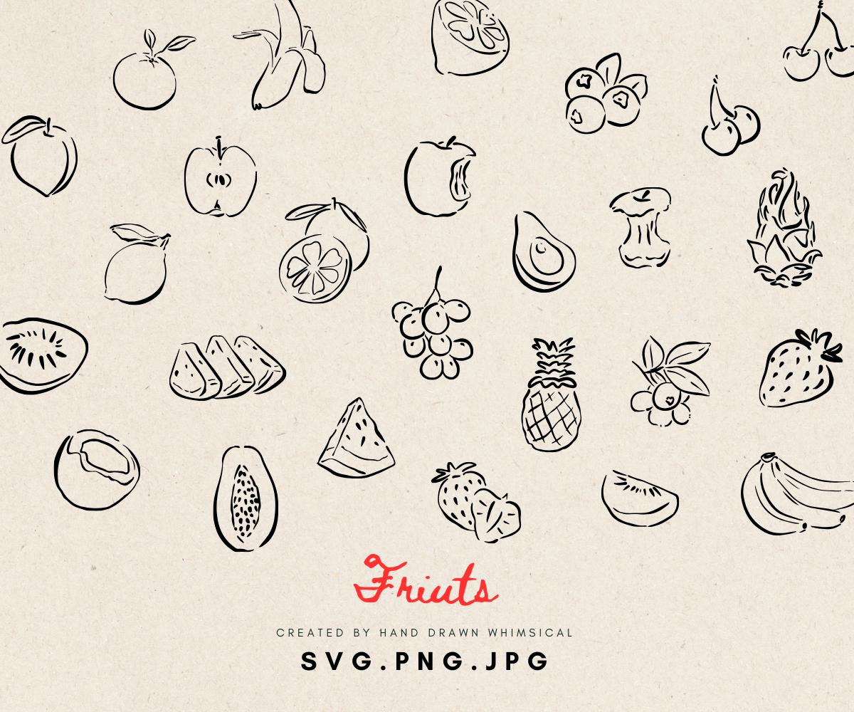 Fruits SVG Whimsical Hand-drawn Wedding SVG & PNG Files - Etsy