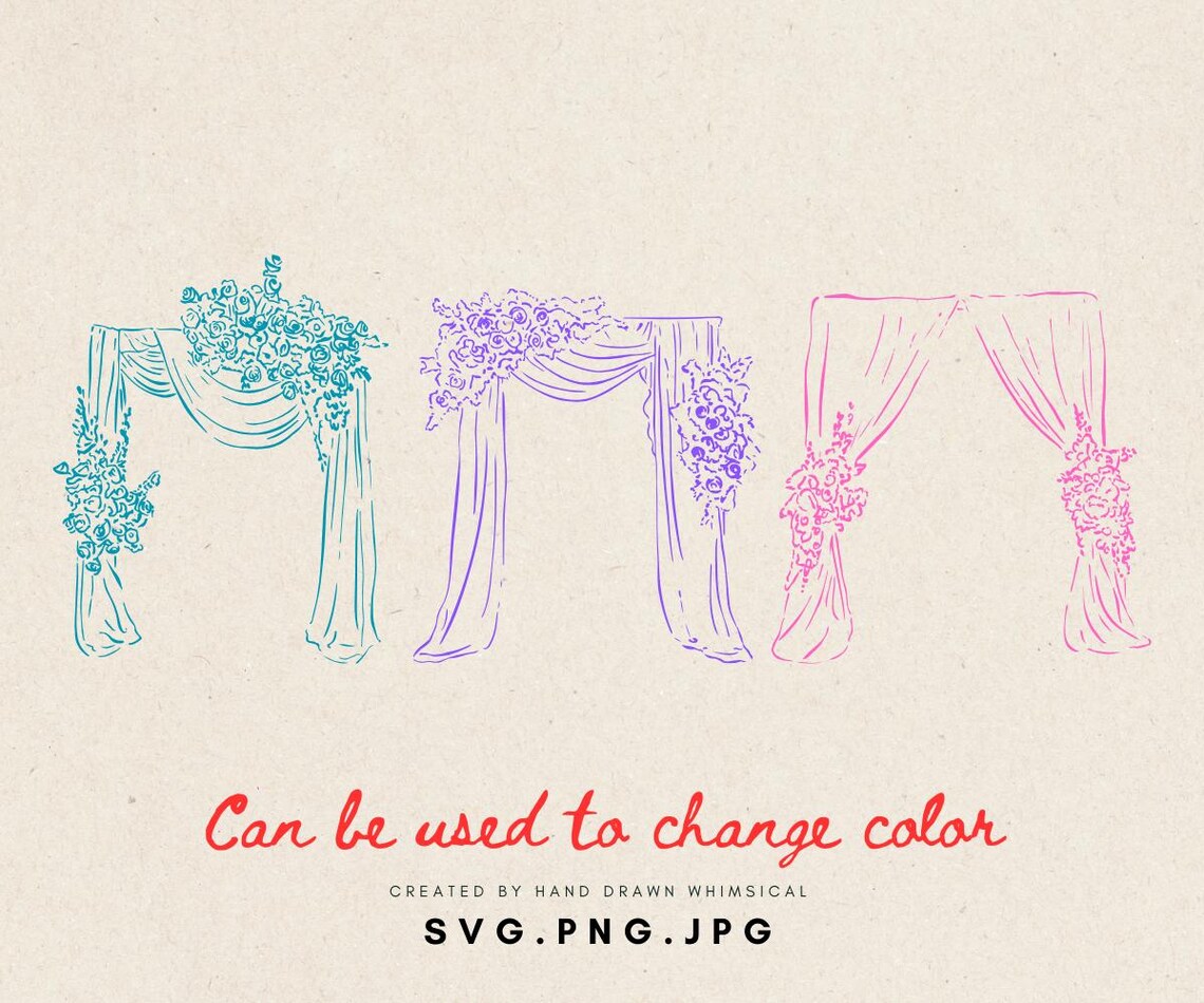 Wedding Arch SVG - Whimsical Hand-drawn Wedding SVG & PNG Files - Etsy