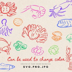 Seafood SVG - Whimsical Hand-drawn Wedding SVG & PNG Files - Etsy