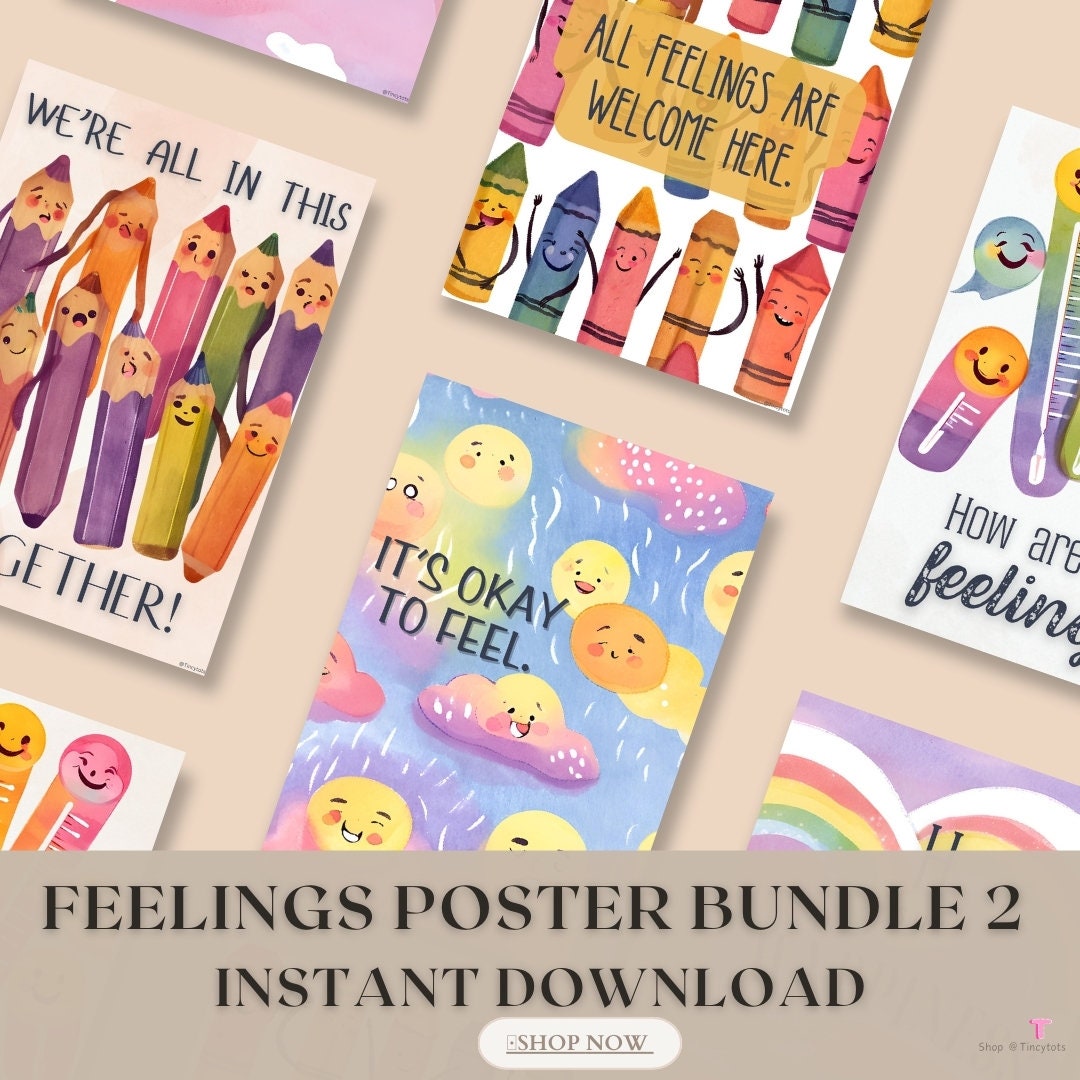 Feelings Welcome Posters BUNDLE Printable, Inclusive Rainbow Colourful ...
