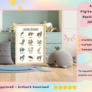Jungle Animals Poster, Educational Poster, Preschool Classroom Decor ...