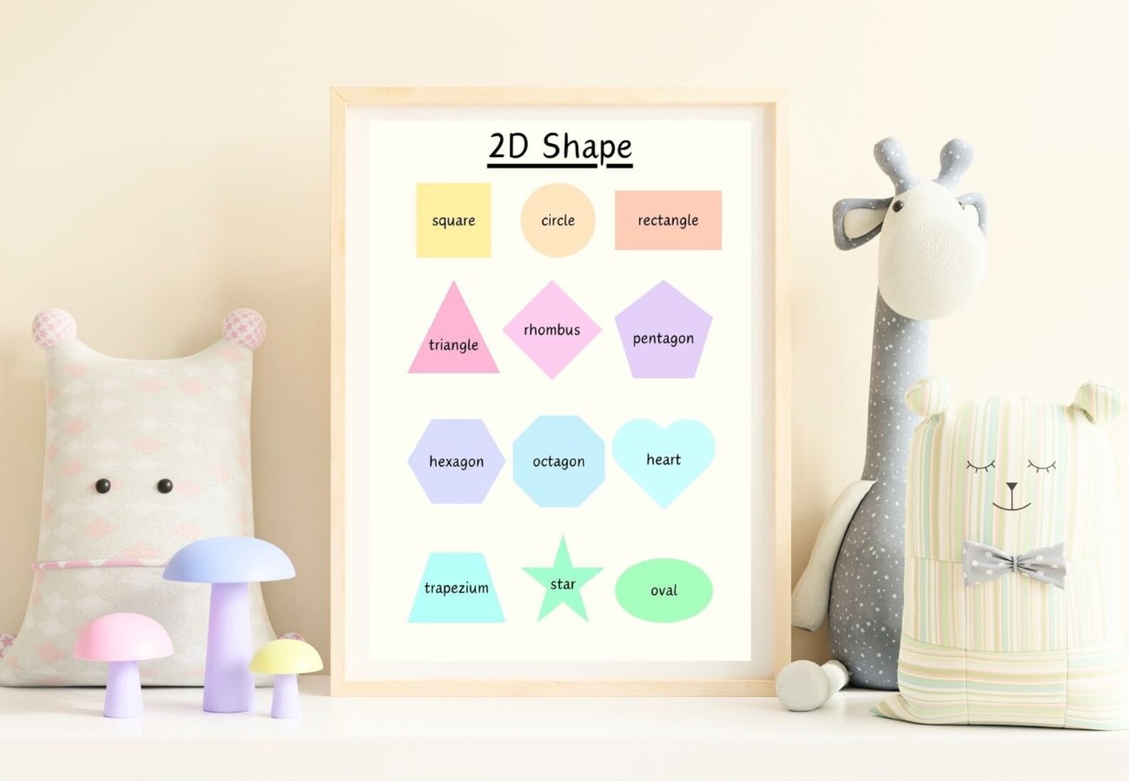 2D Shape Educational Poster for Young Children | Pastel Theme Shape ...