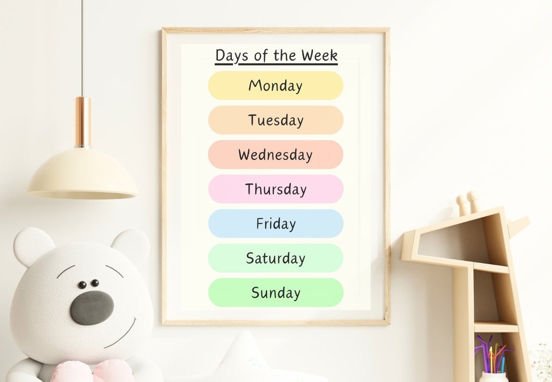 Days of the Week for Kids | Days Educational Poster for Young Children ...