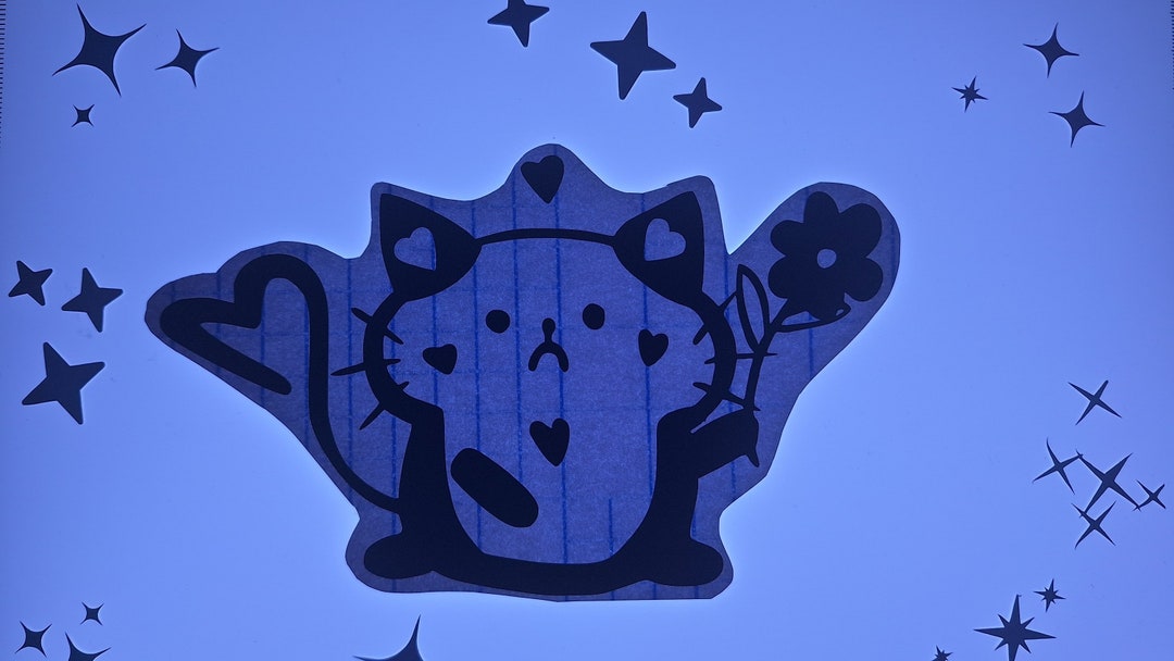 Sad Cat Flower Stickers , Cute , Laptops, Water Bottles , PC ...