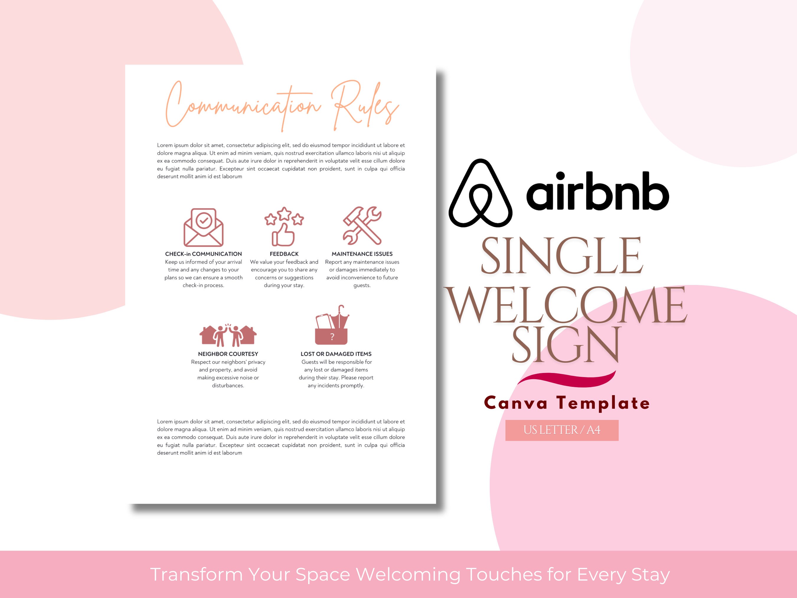Airbnb Welcome Letter Inventory House Rules Airbnb Rental Vacation ...