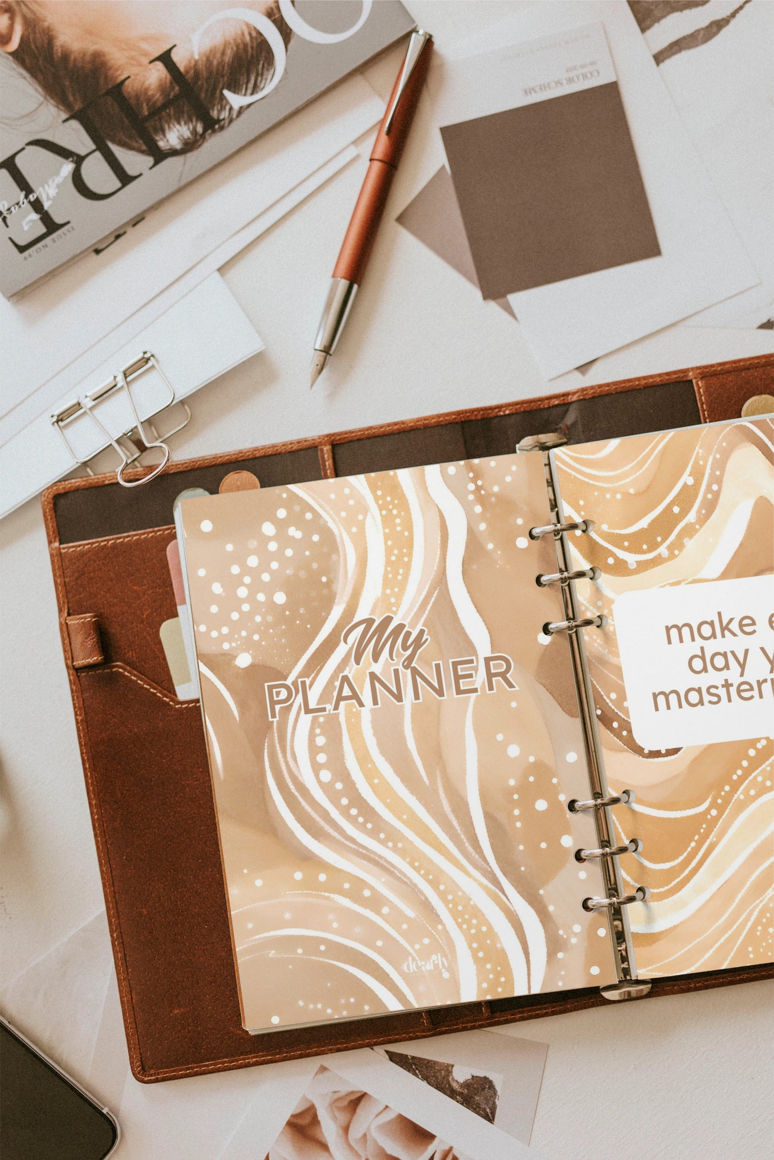 Undated Printable Planner Gold Sand Coffee Brown Color Instant Download ...