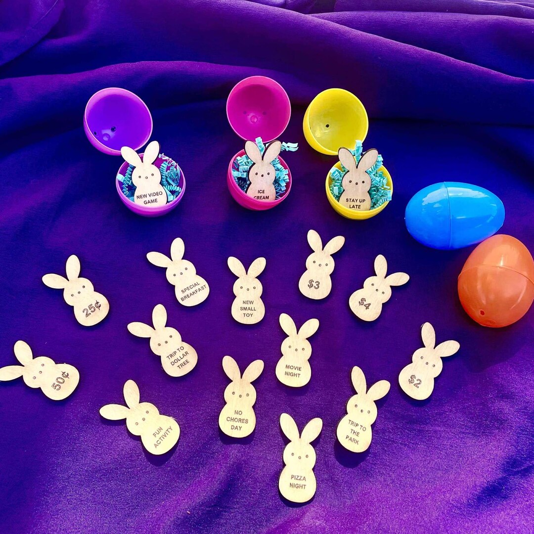 Easter Egg Tokens 24 Pcs, Easter Bunny Shaped Filler, Kids Game Egg ...