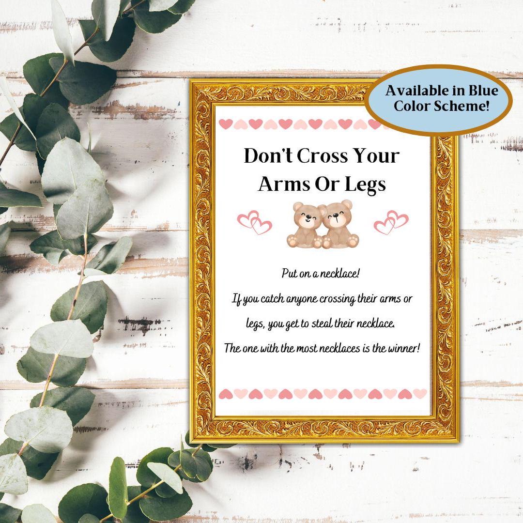 Don't Cross Your Legs or Arms Game, Arms, Baby Shower Game, Printable ...