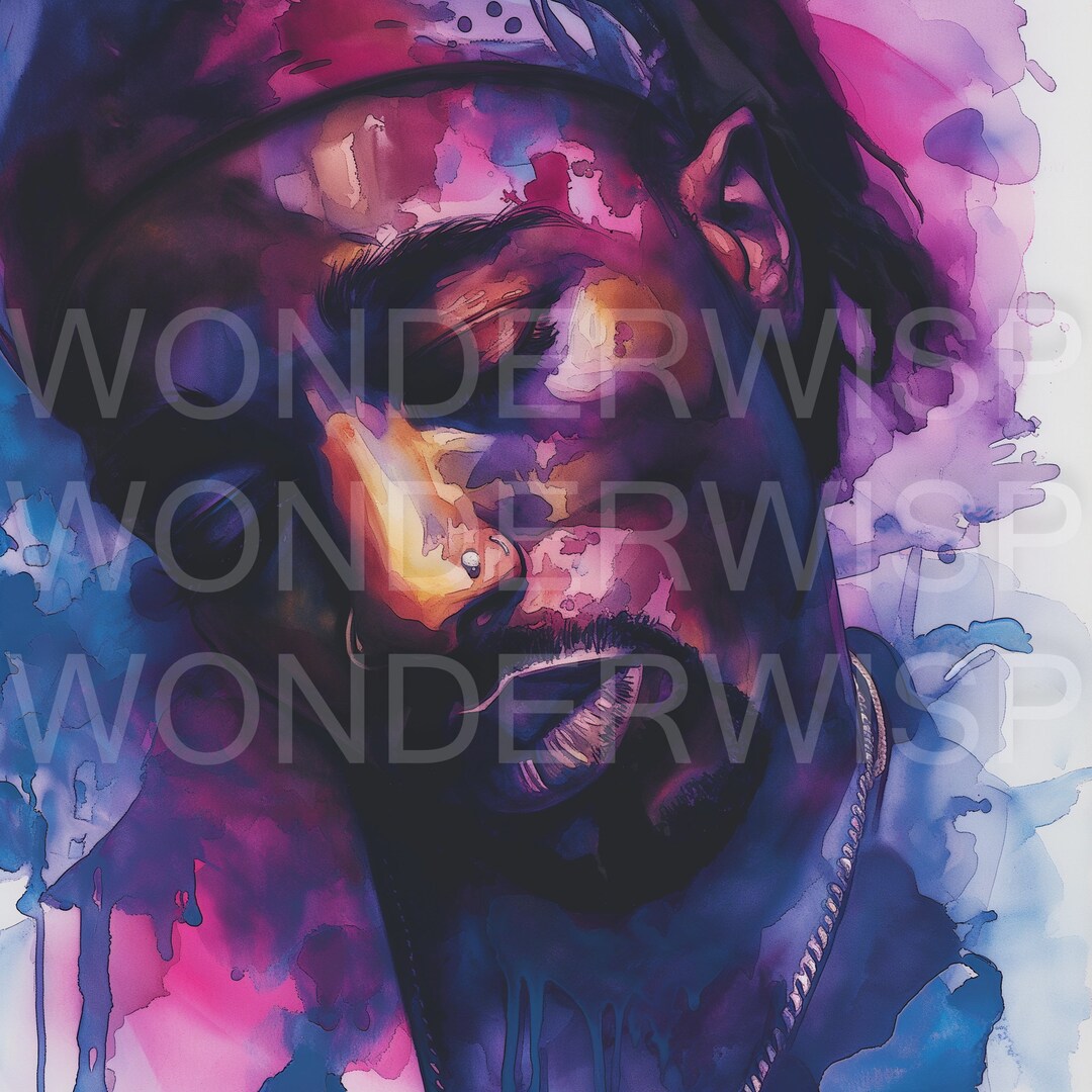Tupac Watercolor High Resolution Digital Print - Etsy