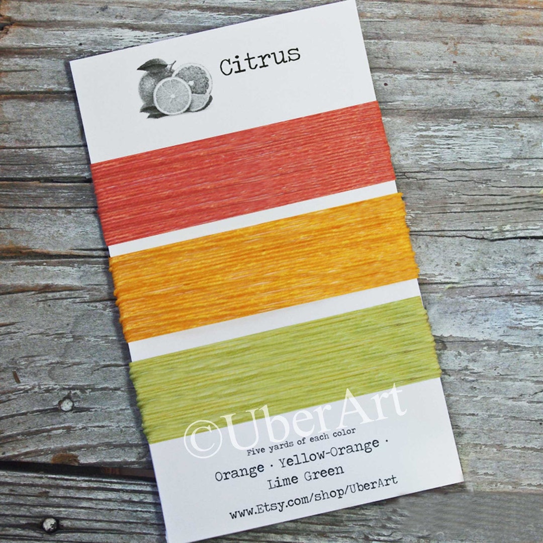 Waxed Linen Thread 4 Ply, Citrus Colors: Orange, Yellow-orange, Lime ...