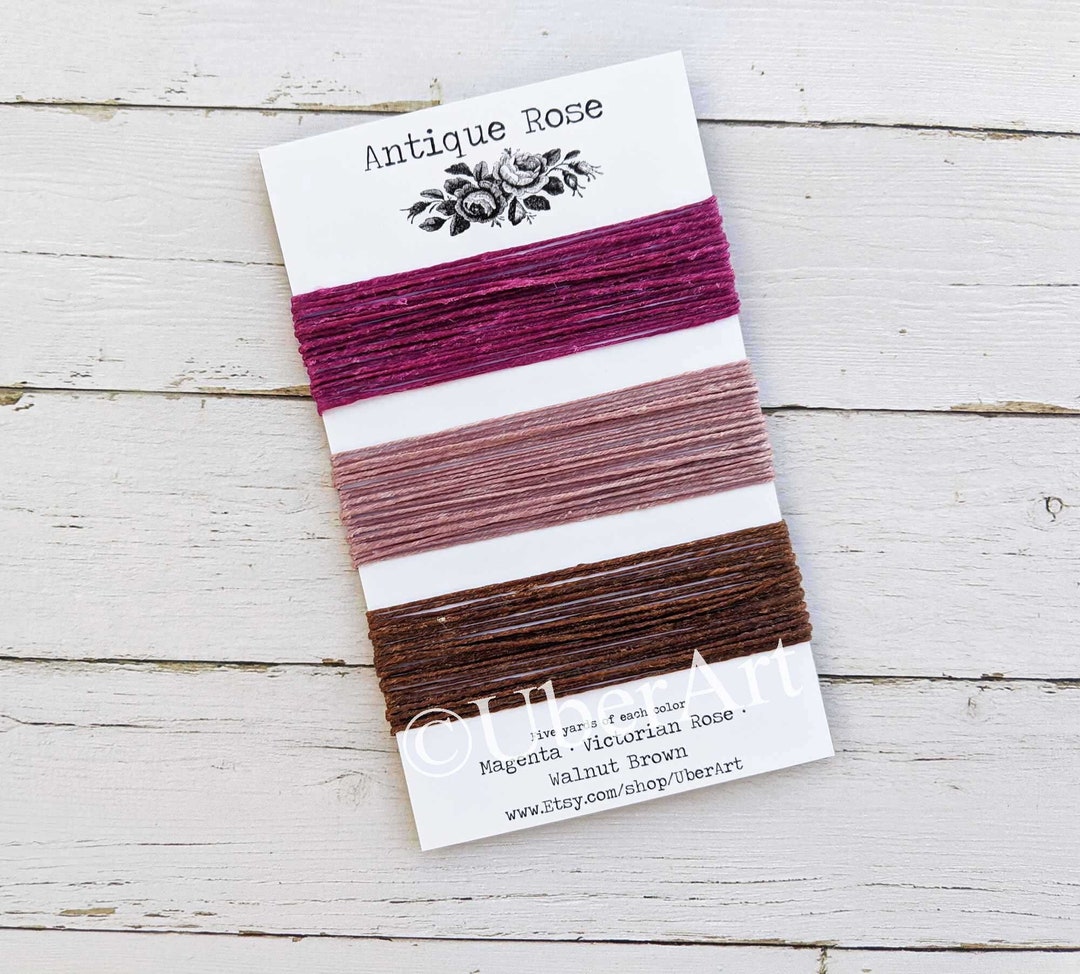 Waxed Linen Thread 4 Ply, Antique Rose Colors: Magenta, Victorian Rose ...