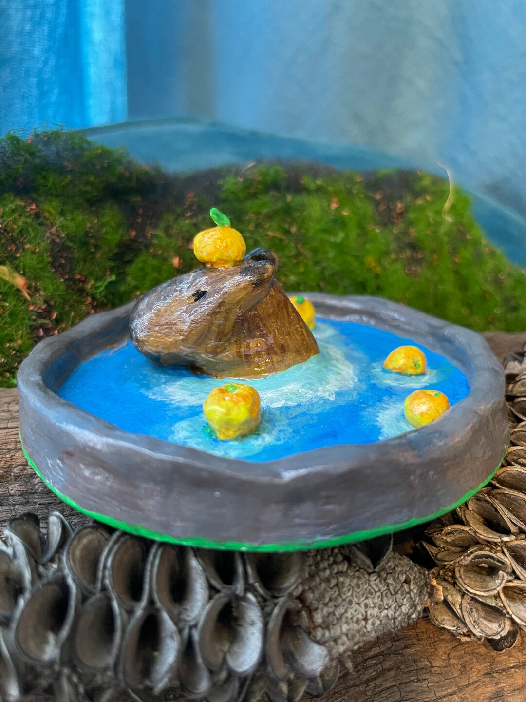 Handcrafted Cute Capybara Trinket Dish Made of Airy Dry Clay, Hand ...