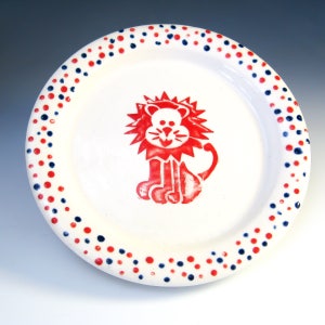 Kids Plate, Children's Pottery, Small Lion Plate, Kids Dishes - Etsy