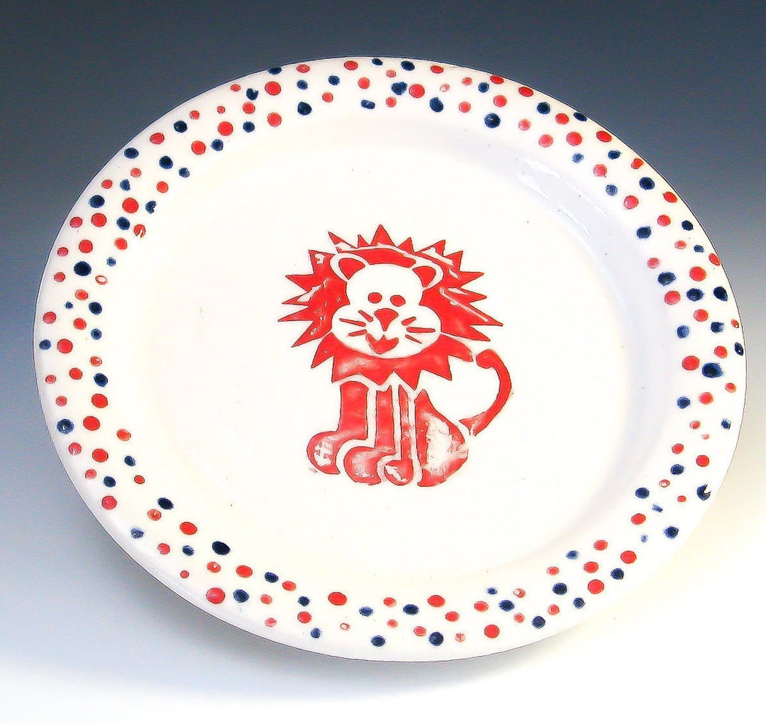 Kids Plate, Children's Pottery, Small Lion Plate, Kids Dishes - Etsy