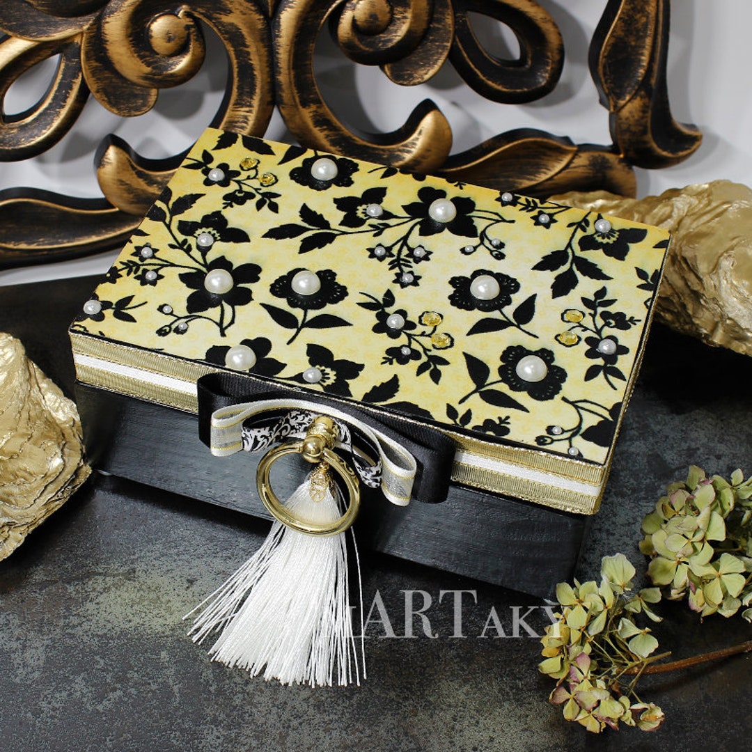 Handcrafted Jewelry Box, Victorian Style Jewelry Box, Bow Decorated ...