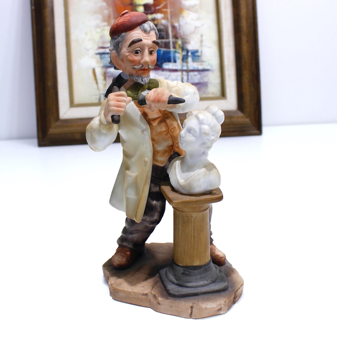 Vintage Collectable Figure, Sculptor at Work, Hand Painted Bisque ...