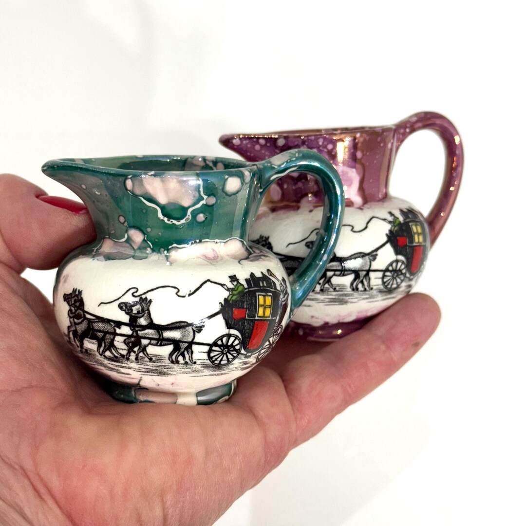 Small Pitchers Porcelain Hand Painted Old Castle Made in England, Pink ...