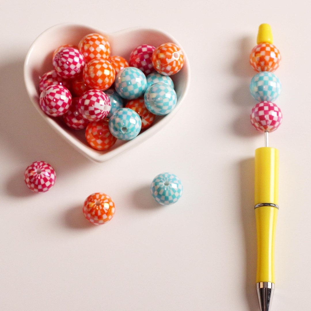 16mm Cross Stripe Beads, Colorful Round Beads, Bulk Beads, Bubblegum ...