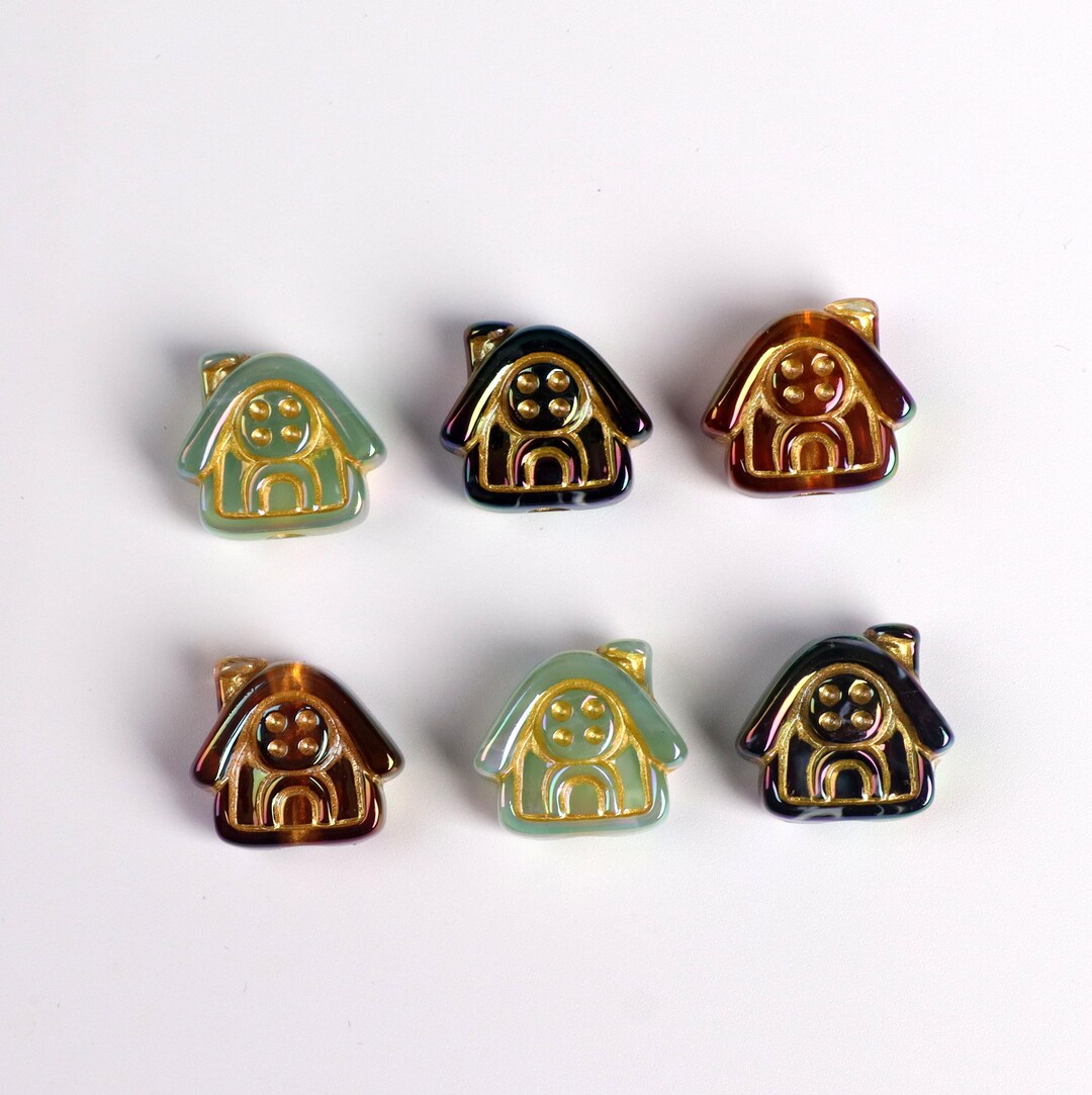 Vintage Log Cabin Beads, House Beads, Handmade Beading, Delicate Bead ...