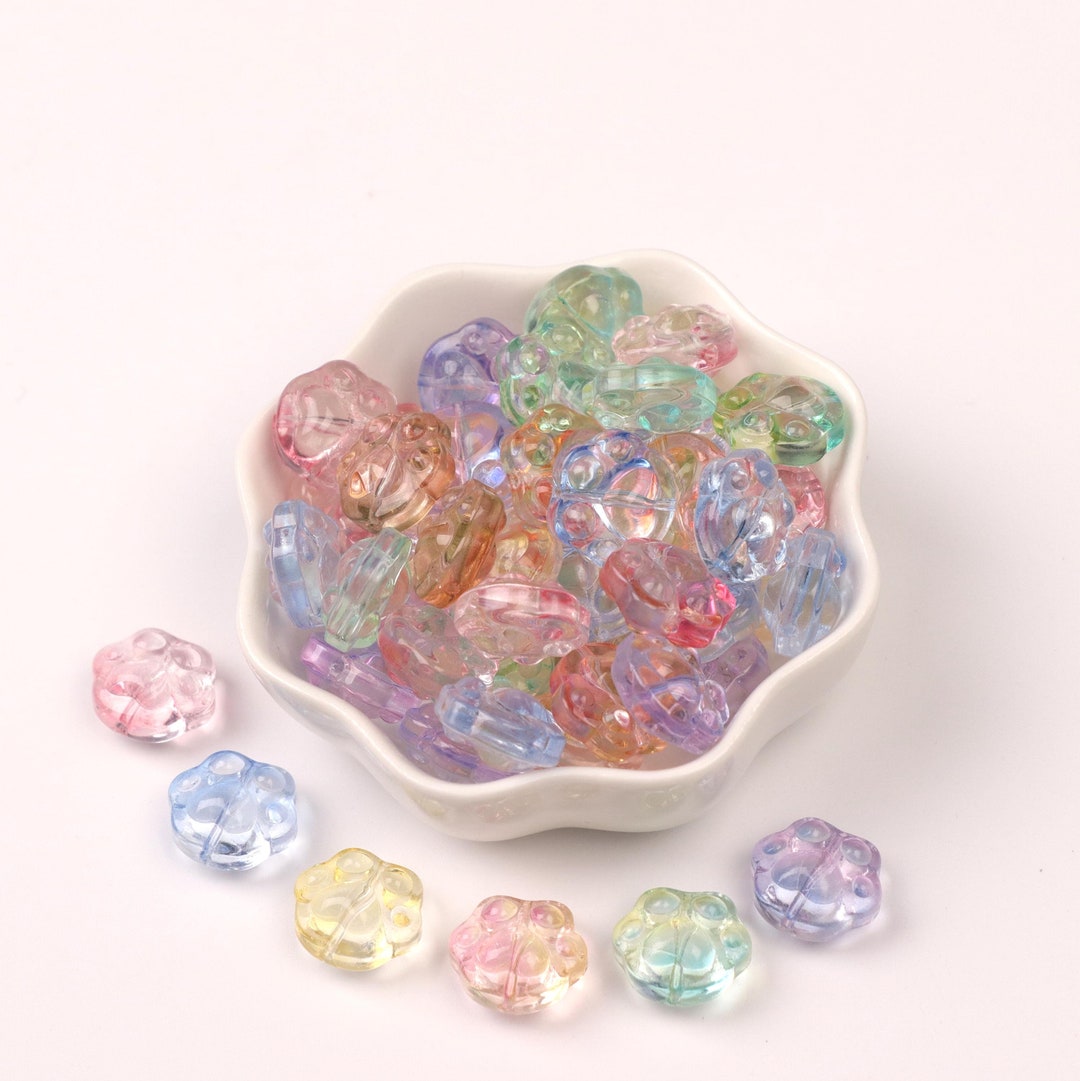 Colored Transparent Puppy Paw Beads, Craft Beads, Random Mix and Match ...