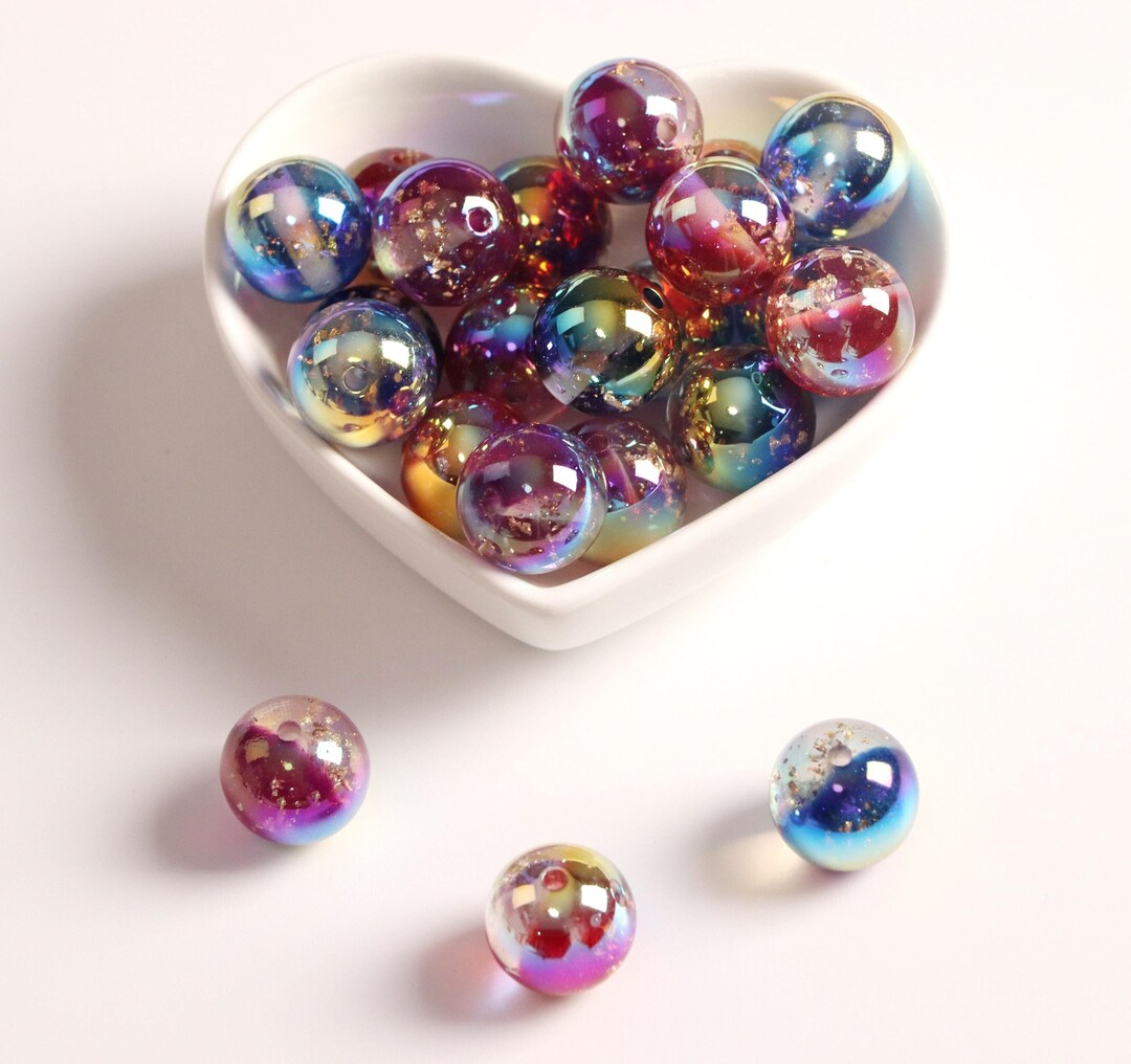 16mm Gold Foil Beads, Transparent Beads, Fancy Beads, Rhinestone Beads ...