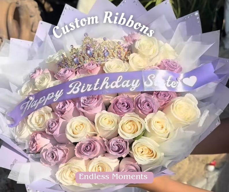 Bouquet Custom Ribbon Message, Customized Valentines Ribbon for Ramos ...