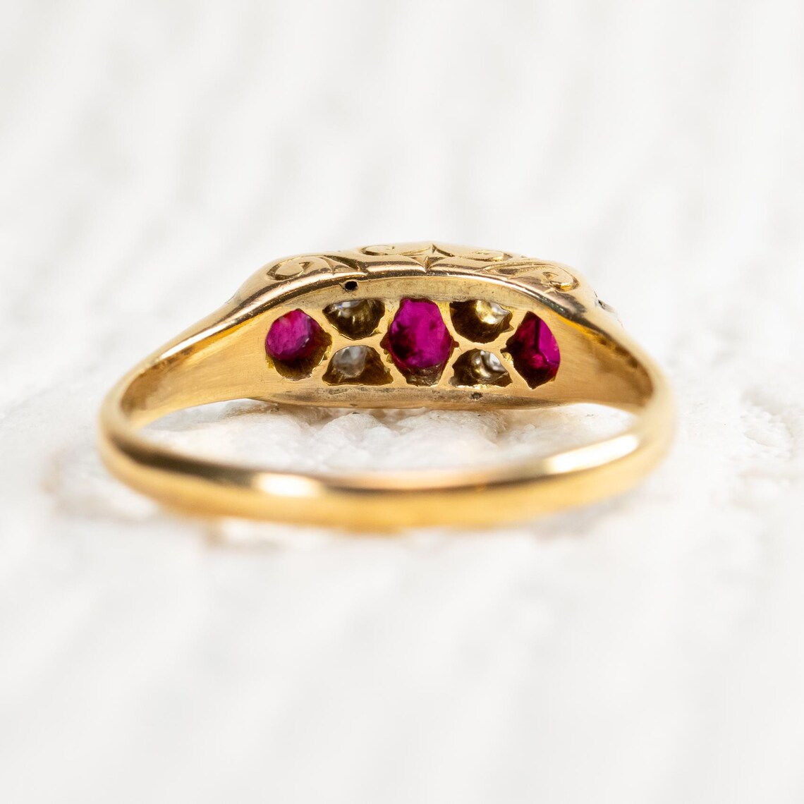Antique 1880's Victorian Ruby & Diamond Ring Size P 18 Carat Yellow ...