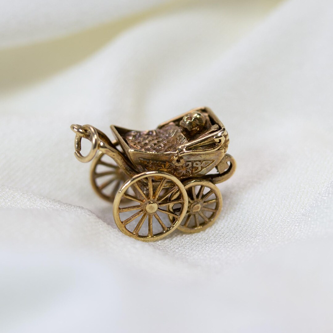 Vintage Baby in Pram Solid Rose Gold Charm Hallmarked 1965 - Perfect ...