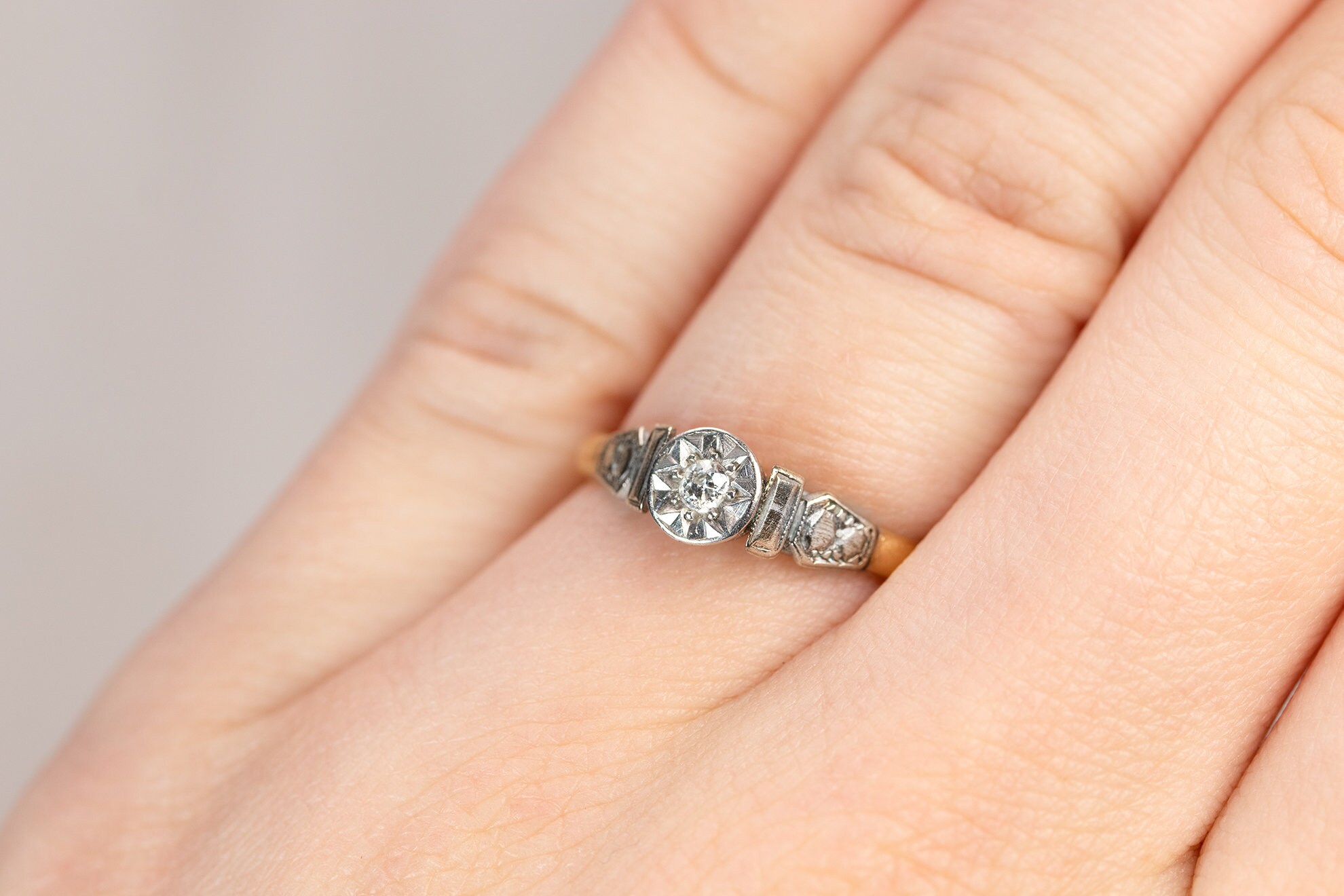 Unique Star Design Illusion Set Diamond Solitaire Ring Size L.5 18 ...