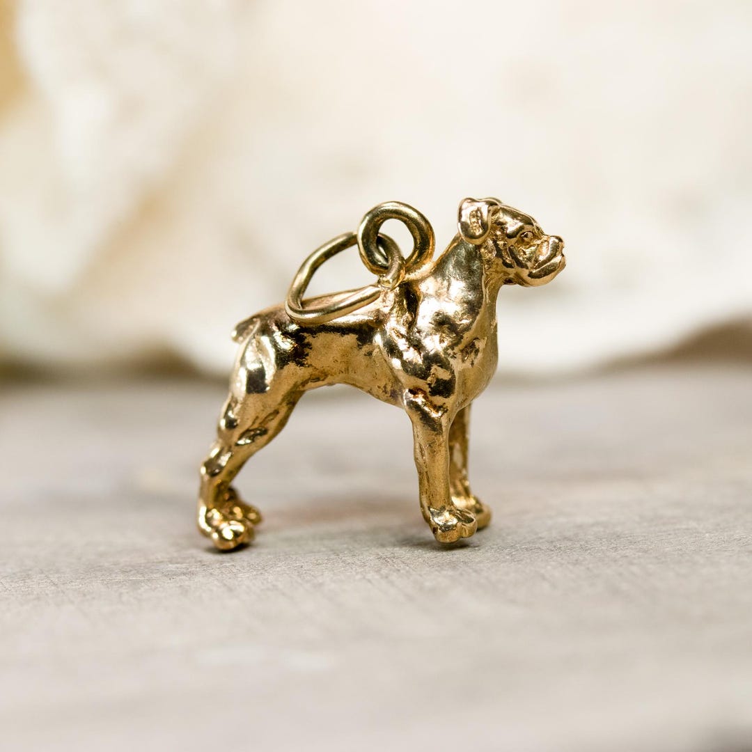 Vintage Boxer Dog Charm – 9ct Yellow Gold Canine Pendant - Etsy