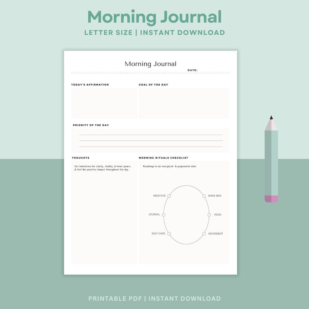 Daily Printable Morning Routine Journal Morning Rituals, Tasks ...