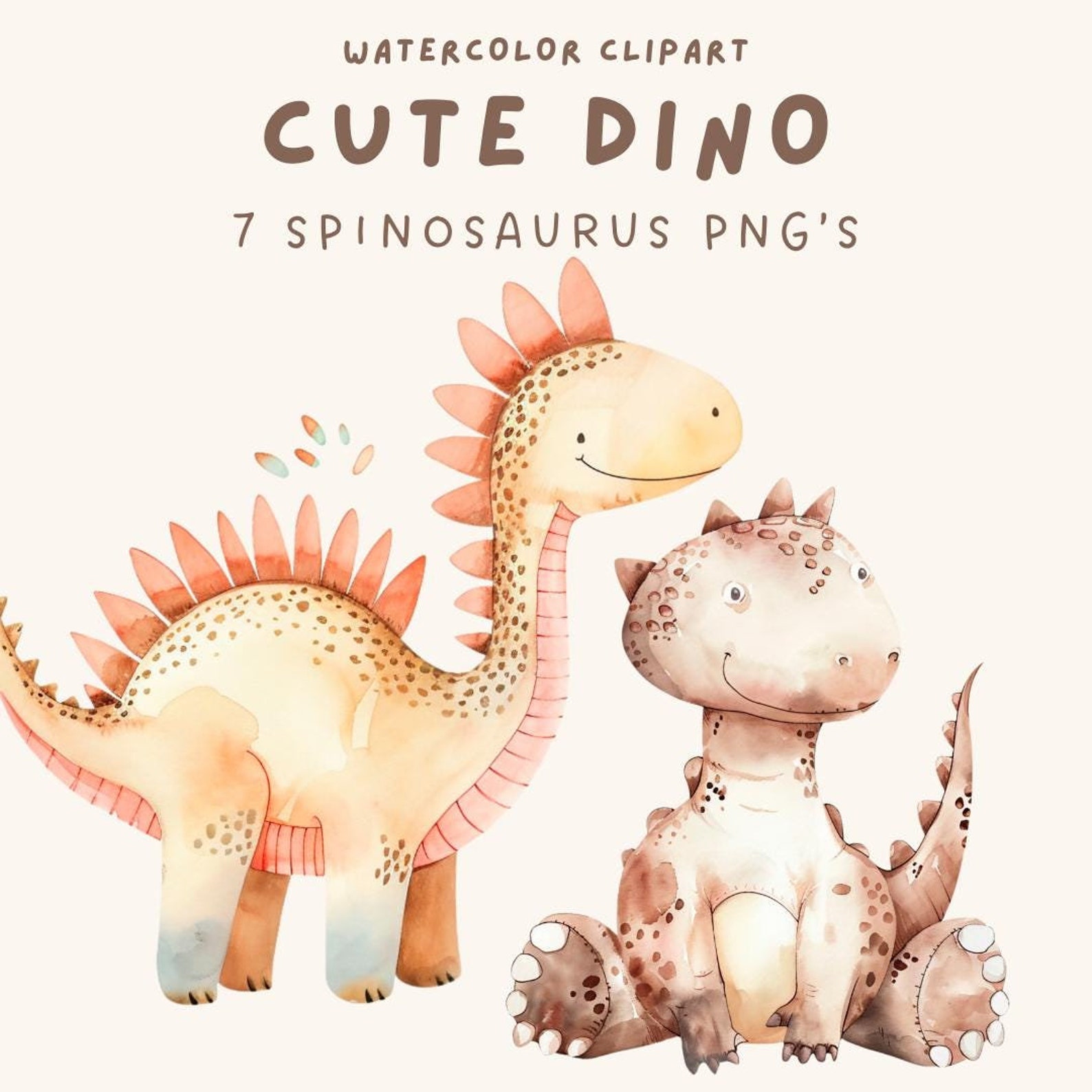 Dinosaur Spinosaurus Clipart Baby Dinosaur Watercolor Printable High ...