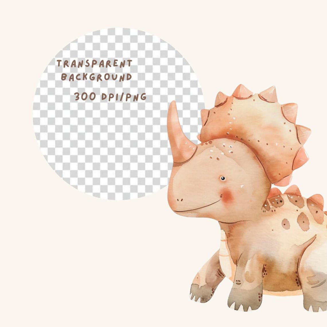 Dinosaur Triceratops Clipart Baby Dinosaur Watercolor Printable High ...