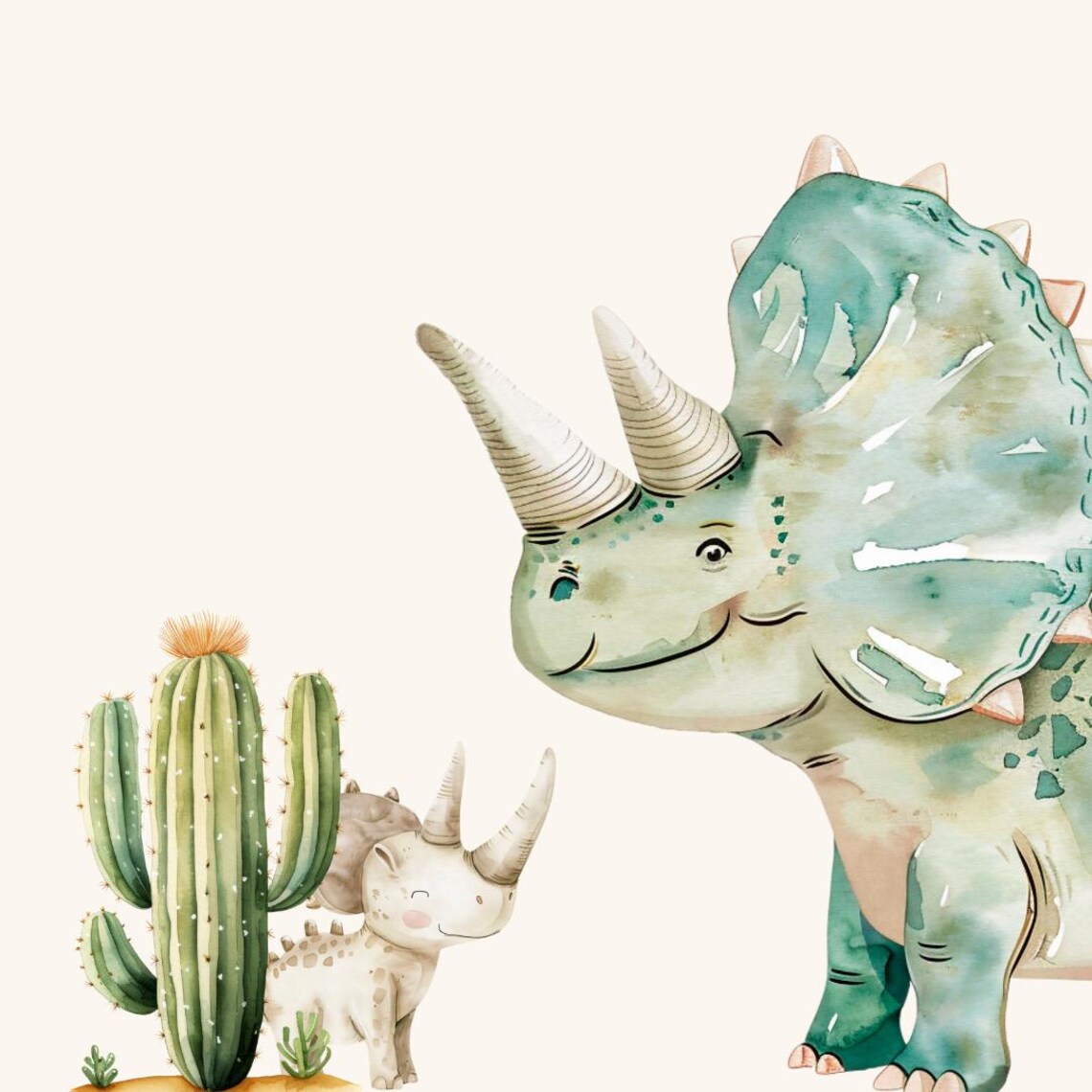 Dinosaur Triceratops Clipart Baby Dinosaur Watercolor Printable High ...