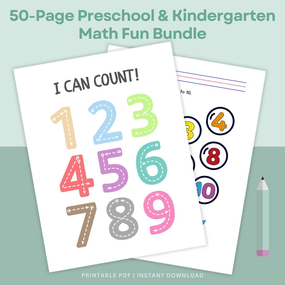 Preschool Kindergarten Math Bundle, Fun Color by Number, Addition ...