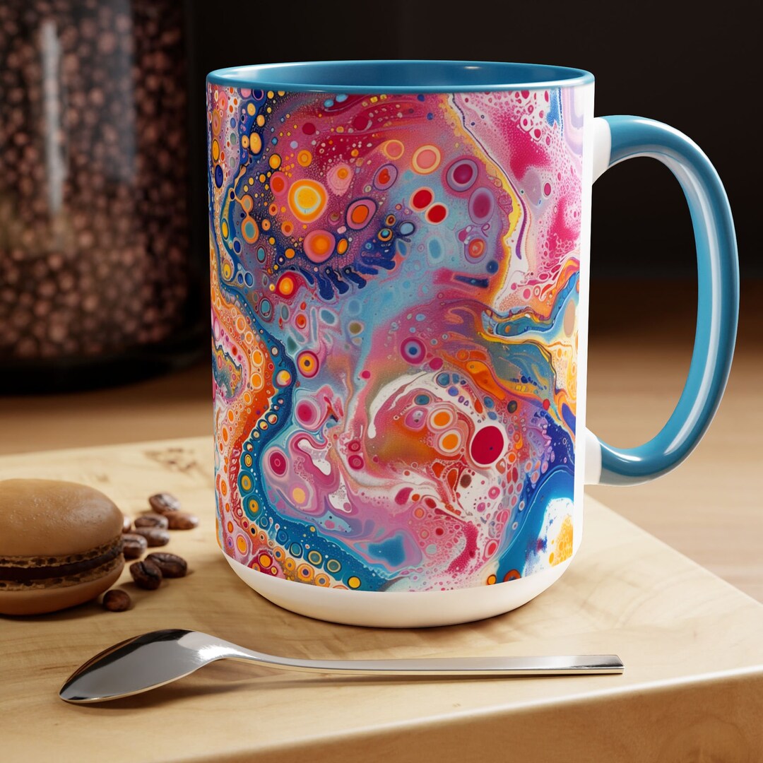 Psychedelic Coffee Mug – Vibrant Two-tone Ceramic Drinkware, 15oz - Etsy UK