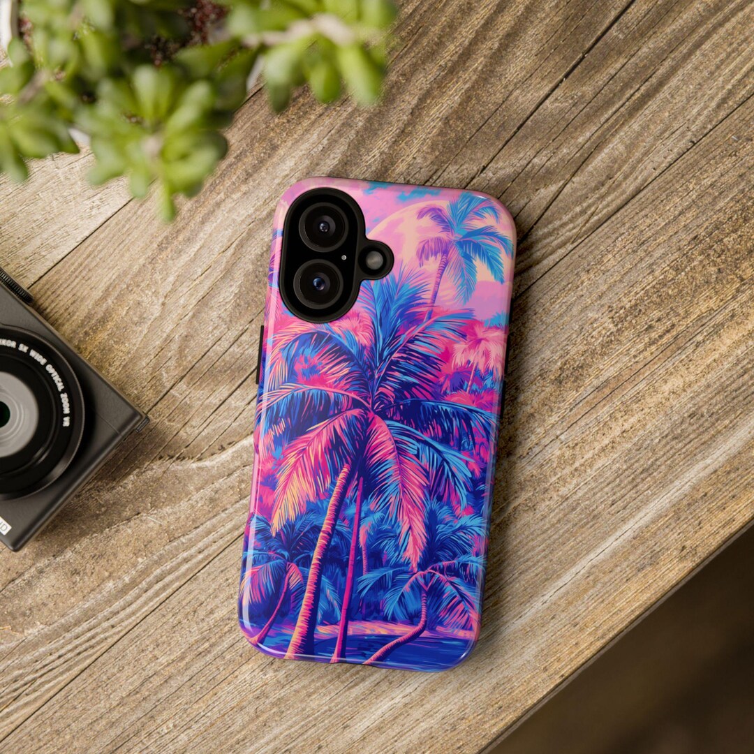 Miami Vice Palm Tree Phone Case: Retro Beach Cover - Etsy